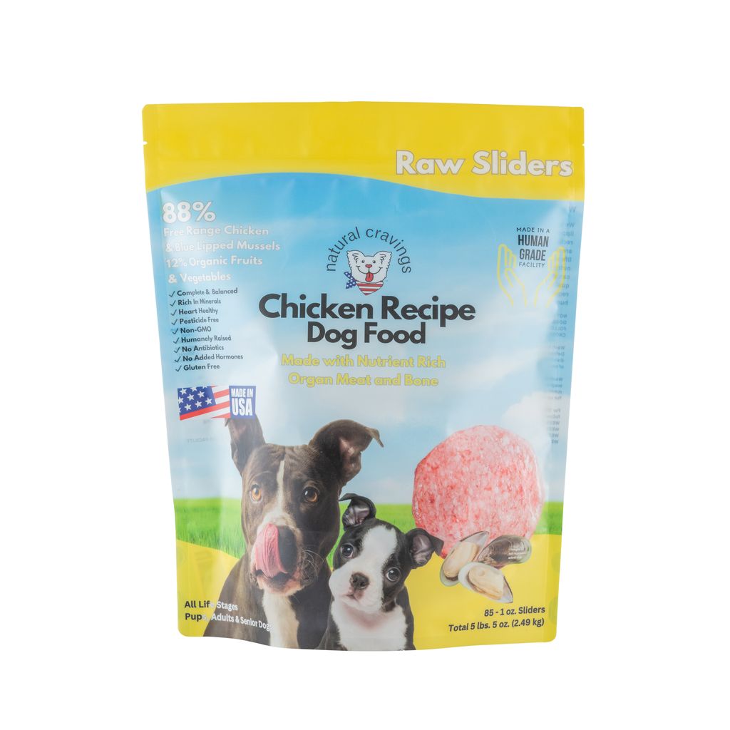 Natural Cravings -Chicken Recipe Raw Dog Food- 1oz Sliders -5.5lb Bag ...